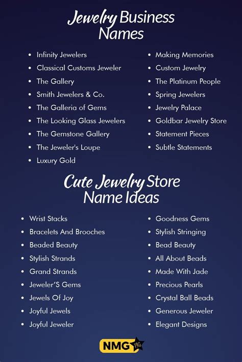 Best Cute And Unique Jewelry Store Names Find Out More At Name