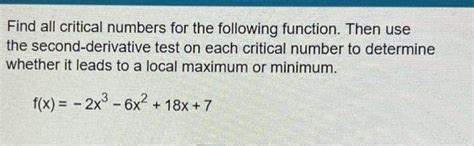 solved find all critical numbers for the following function