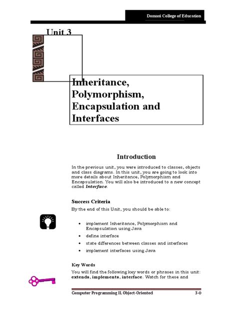 unit 3 inheritance polymorphism encapsulation and interfaces pdf inheritance object