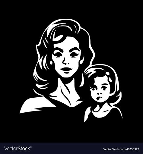 Mom Black And White Royalty Free Vector Image