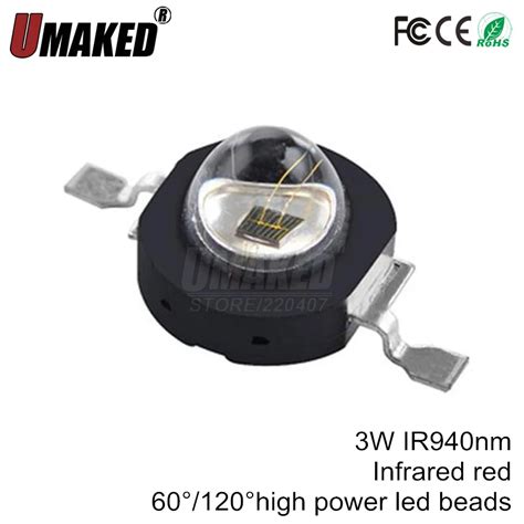 Infrared Red 940nm 3W High Power LED Chip IR 940nm 60 Degree Or 120