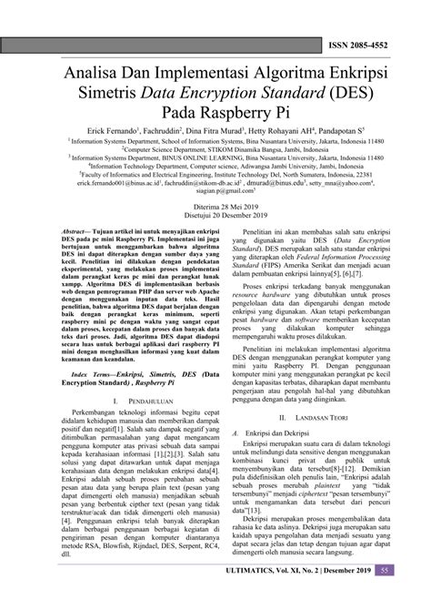 pdf analisa dan implementasi algoritma enkripsi simetris data encryption standard des pada