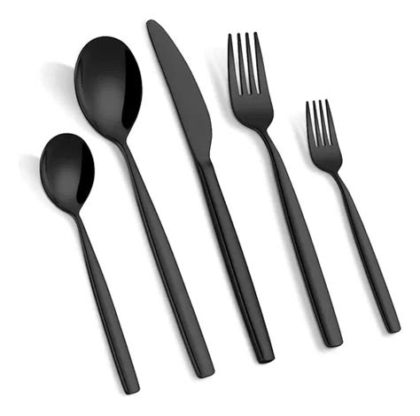 Juego De Cubiertos Negros Mate De 30 Piezas Fashionwu Juego Envío gratis
