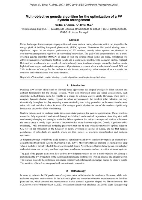 pdf multi objective genetic algorithm for the optimization of a pv system arrangement