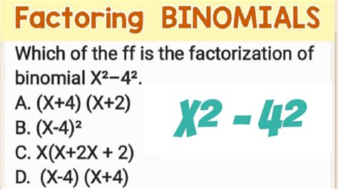 factoring binomials youtube