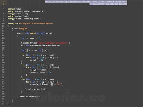 Arrays Visualstudio C Triangular Inferior Datos Impares Tutorias Co