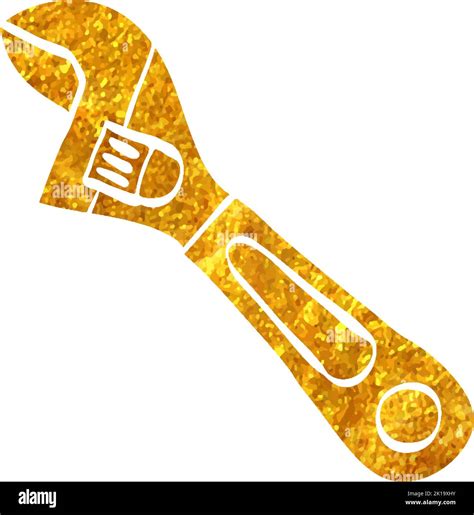 Icono de llave ajustable dibujado a mano en ilustración de vector de