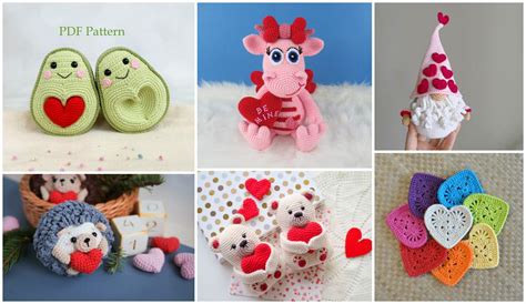 Crochet Sewing Fiber Adorable Love Heart Crochet Designs Valentine