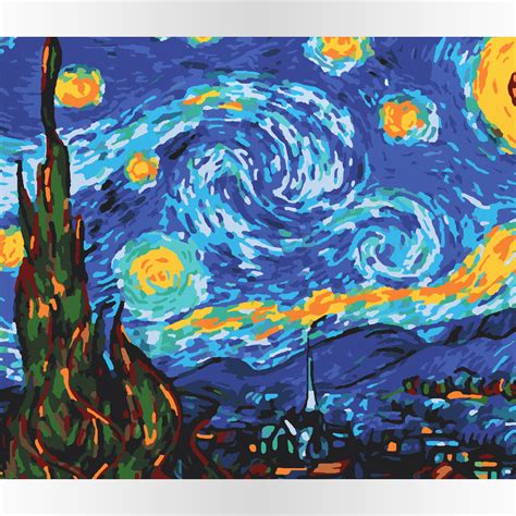 Gwiaździsta noc van Gogh arcydzieło impresja malowanie po numerach
