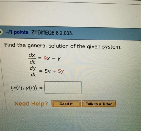 Solved Find The General Solution Of The Given System Dx Dt Chegg