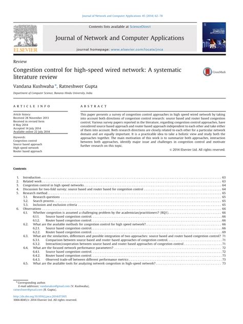 pdf congestion control for high speed wired network a systematic literature review