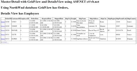 asp 4 tutorials master detail using gridview and detailsview asp c