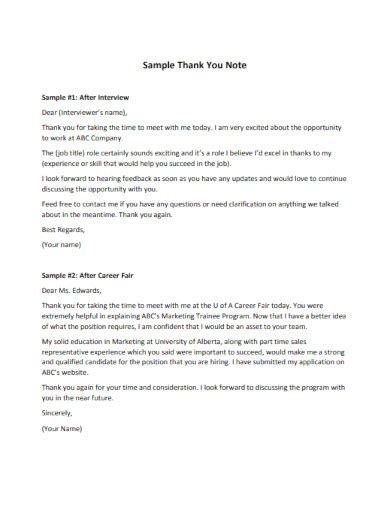 Exles Of Thank You Letters For Job Interviews Infoupdate Org