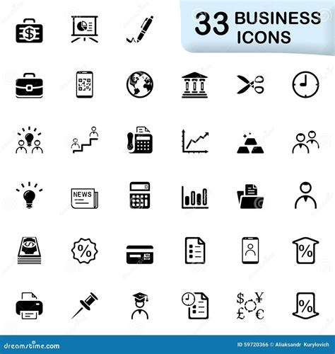 33 Black Business Icons Stock Vector Illustration Of Currency 59720366