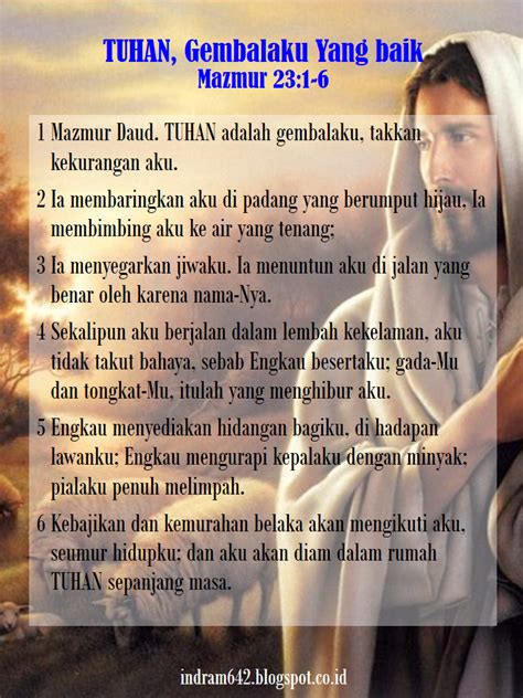 SENI MENULIS ISI HATI TUHAN Mazmur 23 1 6 TUHAN Gembalaku Yang Baik