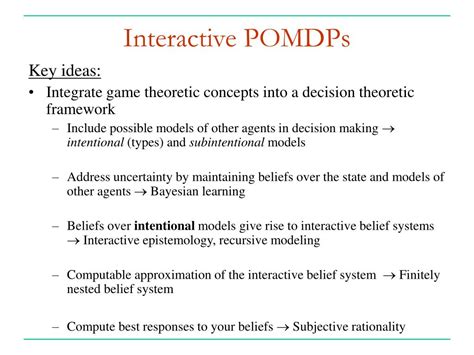 ppt generalized point based value iteration for interactive pomdps powerpoint presentation