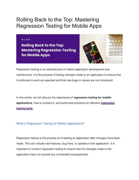 ppt rolling back to the top mastering regression testing for mobile apps powerpoint