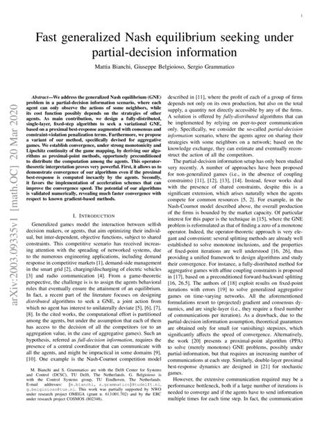 fast generalized nash equilibrium seeking under partial decision information deepai