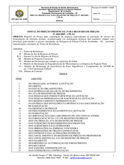Preenchível Disponível OBJETO Registro de Preos para contratao de