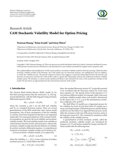 pdf cam stochastic volatility model for option pricing
