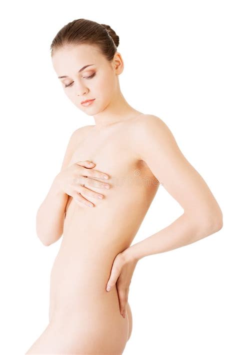 Mujer Desnuda Joven Atractiva Que Se Sostiene Los Pechos Visión