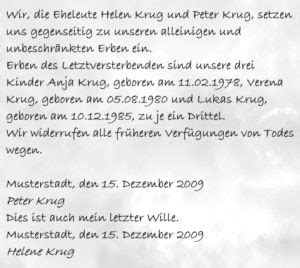 Persönliches Testament schreiben Bestattungsportal