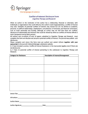 Conflict Of Interest Disclosure Form Fill And Sign Printable Template