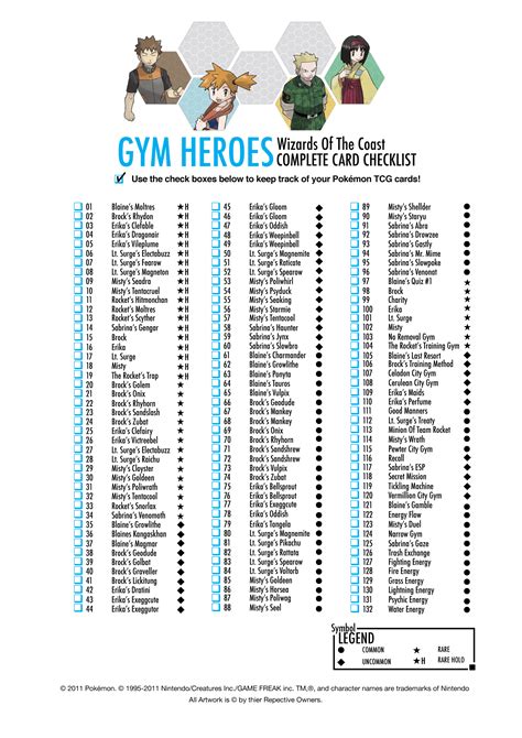 Pokemon Card Checklist Printable