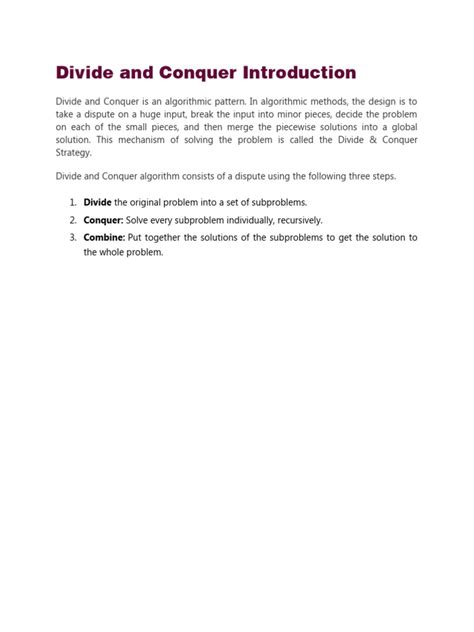 divide and conquer introduction pdf algorithms and data structures algorithms