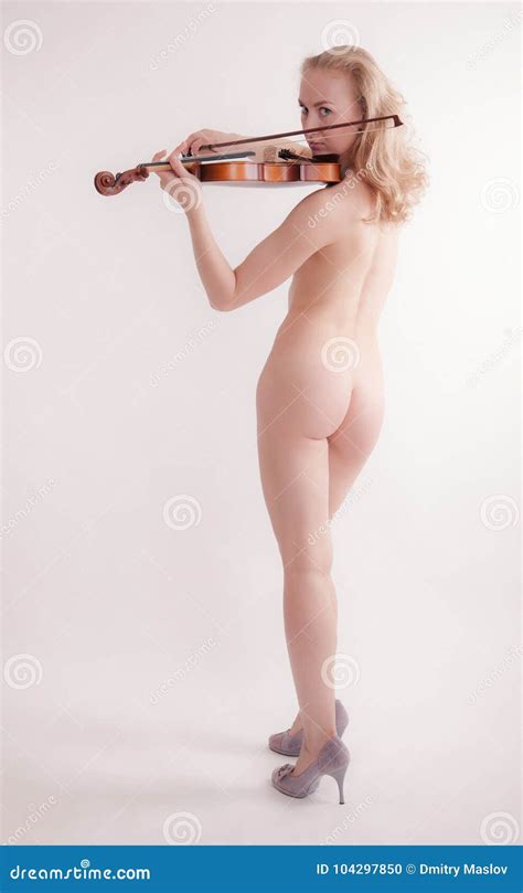 Slim Naked Girl With A Violin Stock Photo Image Of Naked Body 104297850