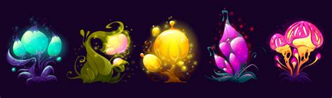 Fantasy Flowers Trees And Mushrooms Alien Plants 13530972 Vector Art