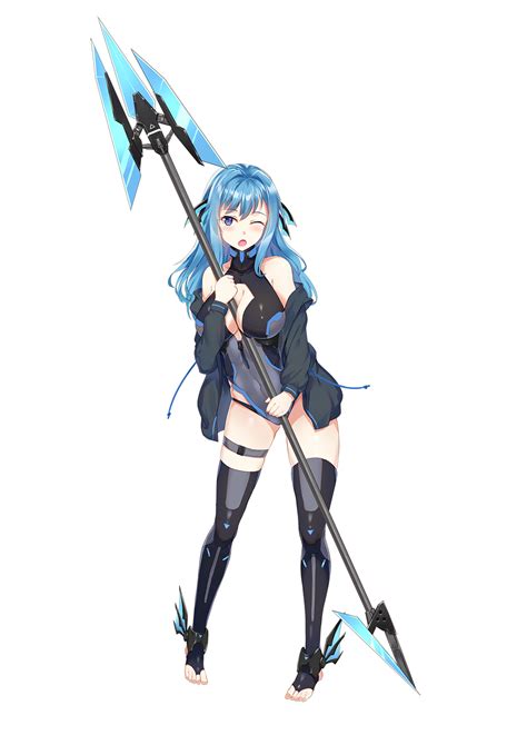 Safebooru 1girl O Between Breasts Black Jacket Black Legwear Blue Eyes Blue Hair Blush