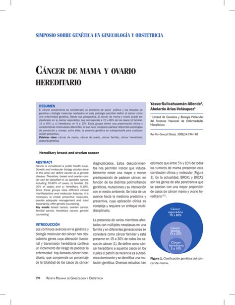 CáNCEr dE MaMa Y ovario hErEditario