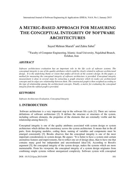 pdf a metric based approach for measuring the conceptual integrity of software architectures
