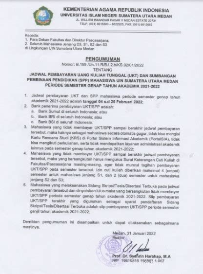 Jadwal Pembayaran Uang Kuliah Tunggal UKT Dan Sumbangan Pembinaan