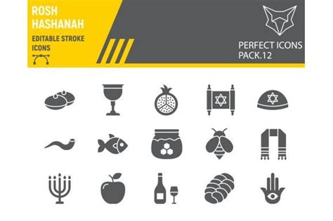 Rosh Hashanah Glyph Icon Set Graphic By Fox Design Creative Fabrica