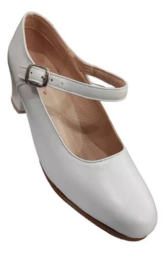 Zapato Danza Regional Folklorica Piel Blanco De Baile Meses Sin Inter S