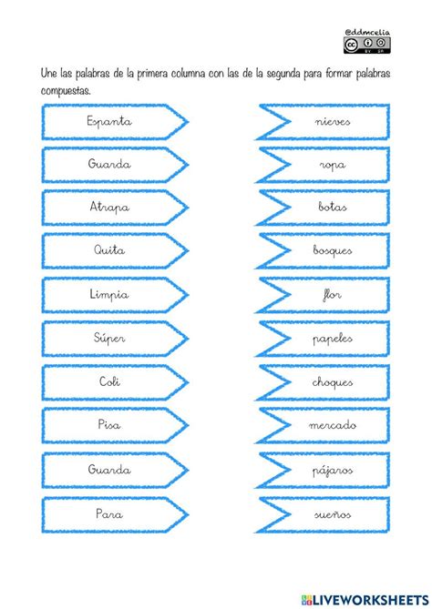 Ejercicio Interactivo De Palabras Compuestas Para Segundo De Primaria