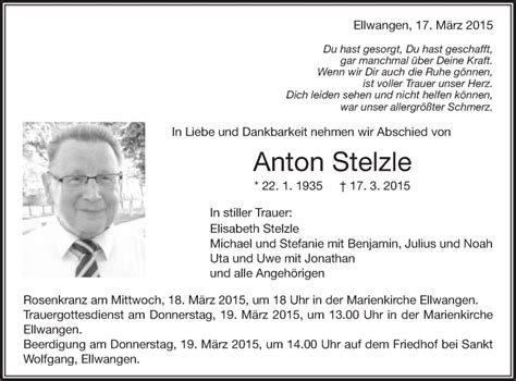 Traueranzeigen Von Anton Stelzle OstalbTrauer
