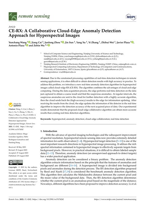 pdf ce rx a collaborative cloud edge anomaly detection approach for hyperspectral images