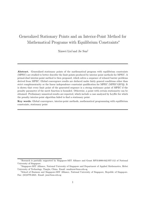 pdf generalized stationary points and an interior point method for mathematical programs with