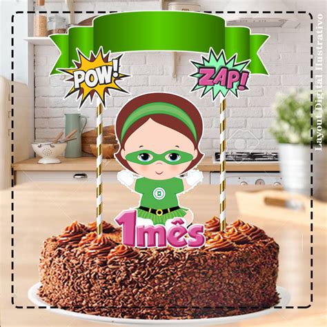 TOPO DE BOLO LANTERNA VERDE GIRL BABY 01 ARQUIVO DIGITAL Elo7