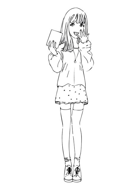 Dibujos De Chica Escribiendo Para Colorear Para Colorear Pintar E The
