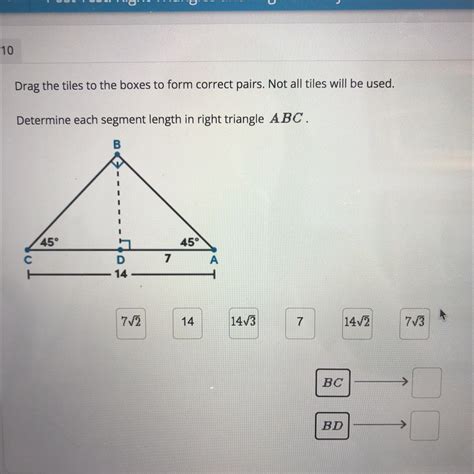 determine each segment length in right triangle abc