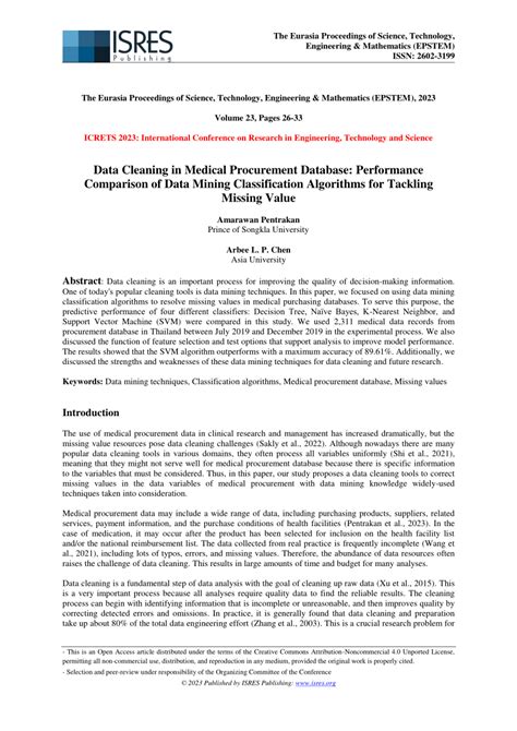 Pdf Data Cleaning In Medical Procurement Database Performance