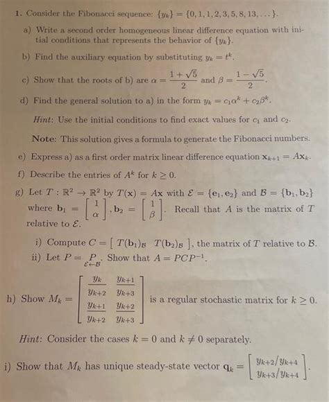solved 1 consider the fibonacci sequence