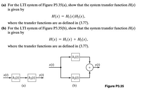 solved a for the lti system of figure p3 35 a show that the system transfer function h s