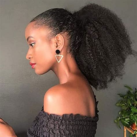 Buy Human Hair Kinky Curly Drawstring Ponytail Extension Afro Puff