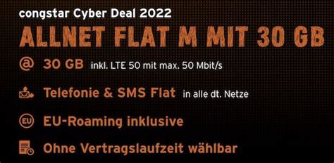 Telekom Allnet Flat von congstar mit 30GB LTE50 für 18 mtl keine AG
