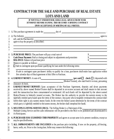 Land Purchase Agreement Word Template PDF Template